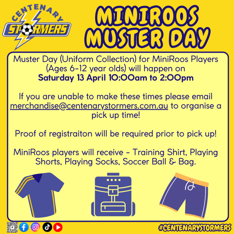 📣📣MINIROOS MUSTER DAY 📣📣 – Centenary Stormers